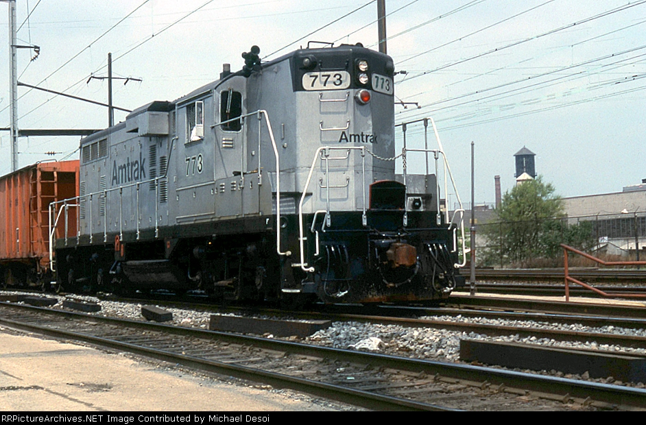 AMTK GP-7 #773 leads a work train on the Atlantic City Branch